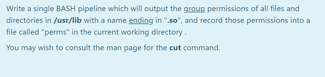 Solved Write a single BASH pipeline which will output the | Chegg.com