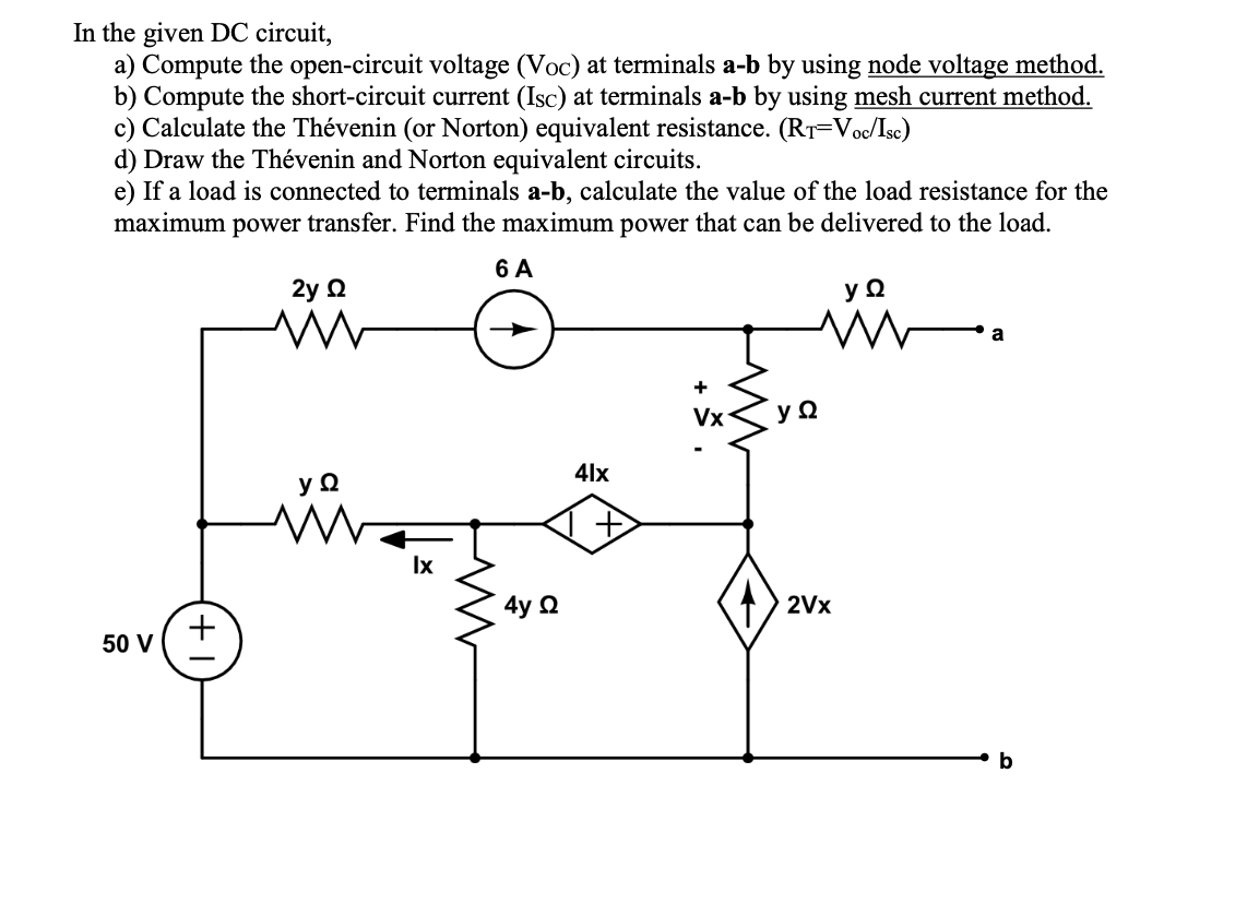 Solved In the given DC circuit, a) Compute the open-circuit | Chegg.com