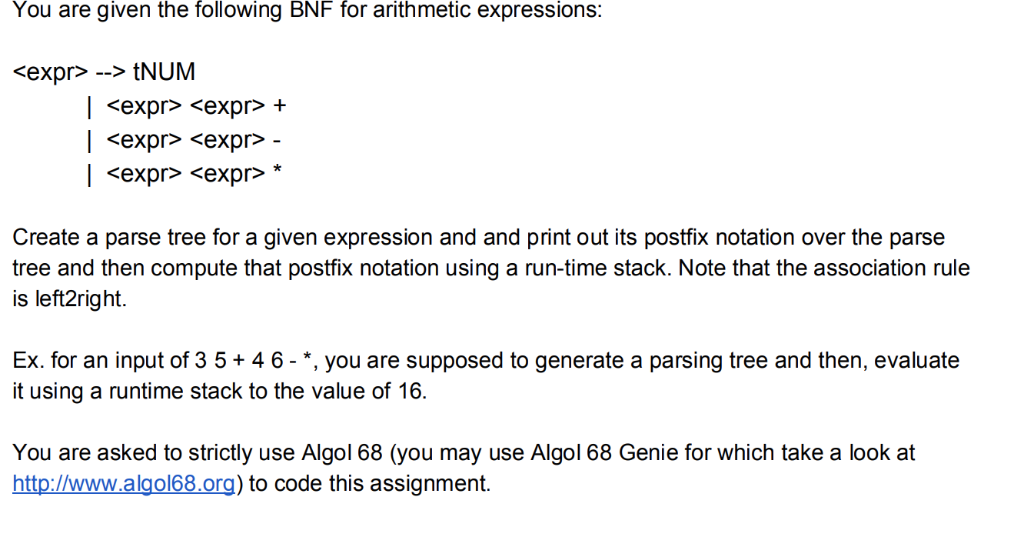 You are given the following BNF for arithmetic | Chegg.com