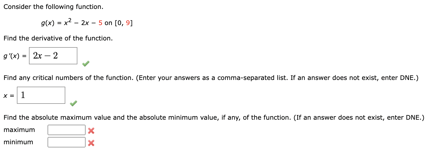Solved Consider the following function. g(x)=x2−2x−5 on | Chegg.com