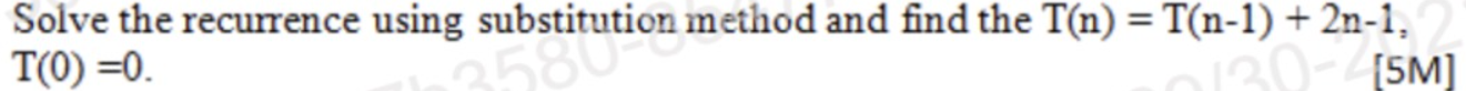 Solved Solve the recurrence using substitution method and | Chegg.com
