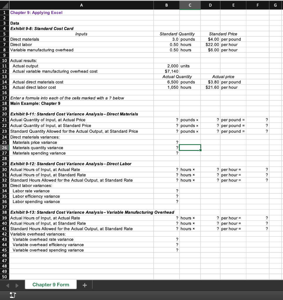 Chapter 09: Applying Excel: Excel Worksheet (Part 1 | Chegg.com