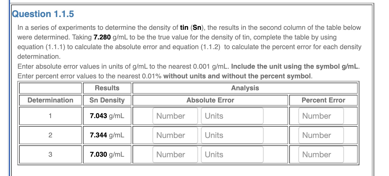 Solved In a series of experiments to determine the density | Chegg.com