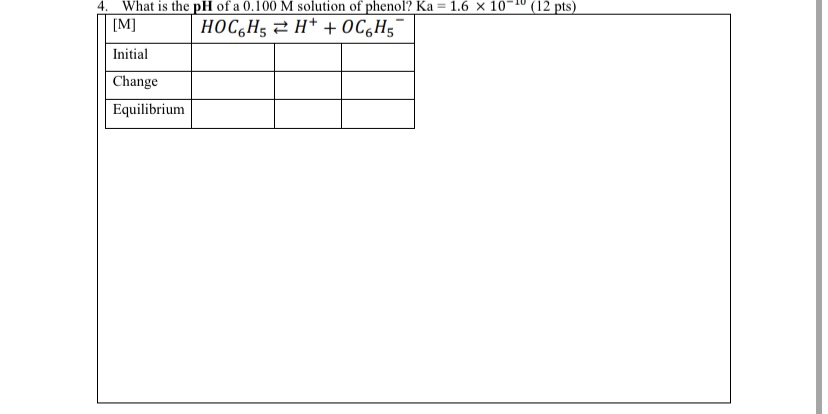 Solved 4. What is the pH of a 0.100M solution of phenol? | Chegg.com