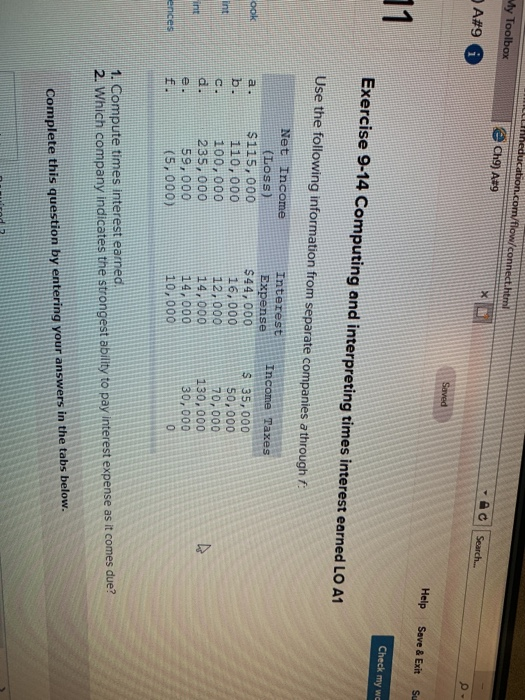 Solved /connect.htm eCh9) A#9 Help Save & Exit Su 1 Exercise | Chegg.com