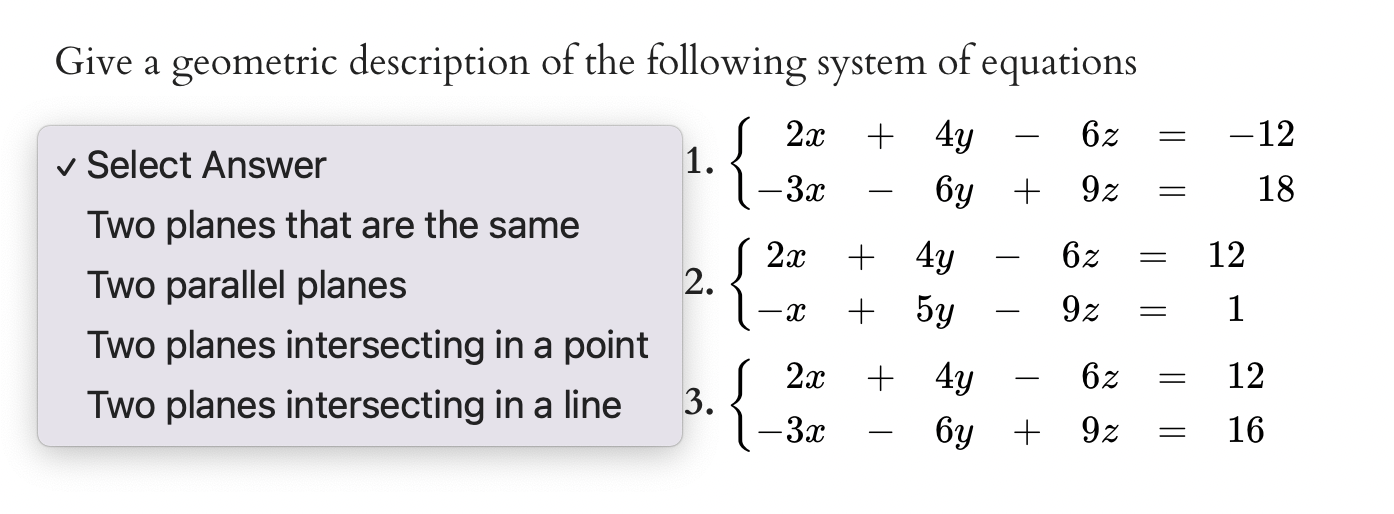 Solved Give a geometric description of the following system | Chegg.com