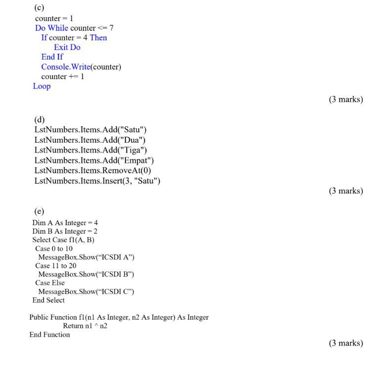 Solved (c) counter = 1 Do While counter