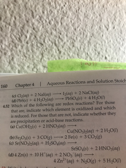 Solved Chapter 4 | Aqueous Reactions and Solution Stoich 160 | Chegg.com