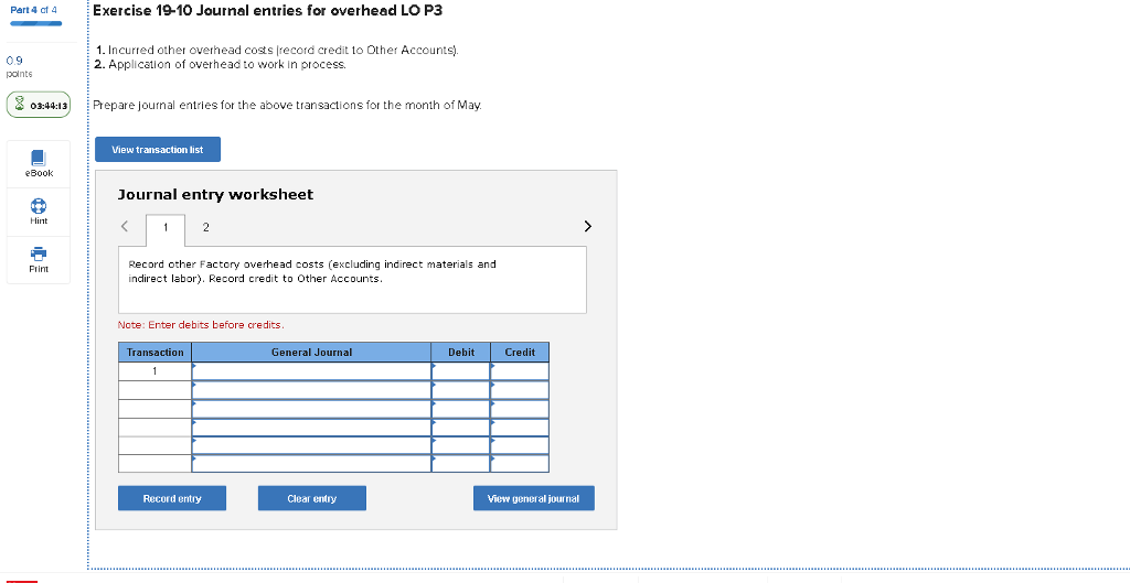 Solved Exercise 19-9 Journal entries for labor LO P2 1. | Chegg.com