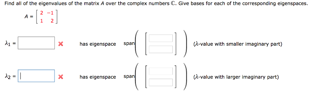 Solved Find all of the eigenvalues of the matrix A over the | Chegg.com