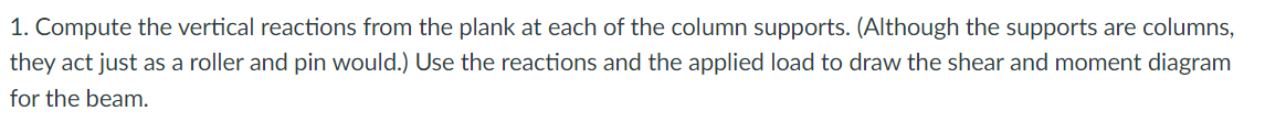 Solved 1. Compute the vertical reactions from the plank at | Chegg.com