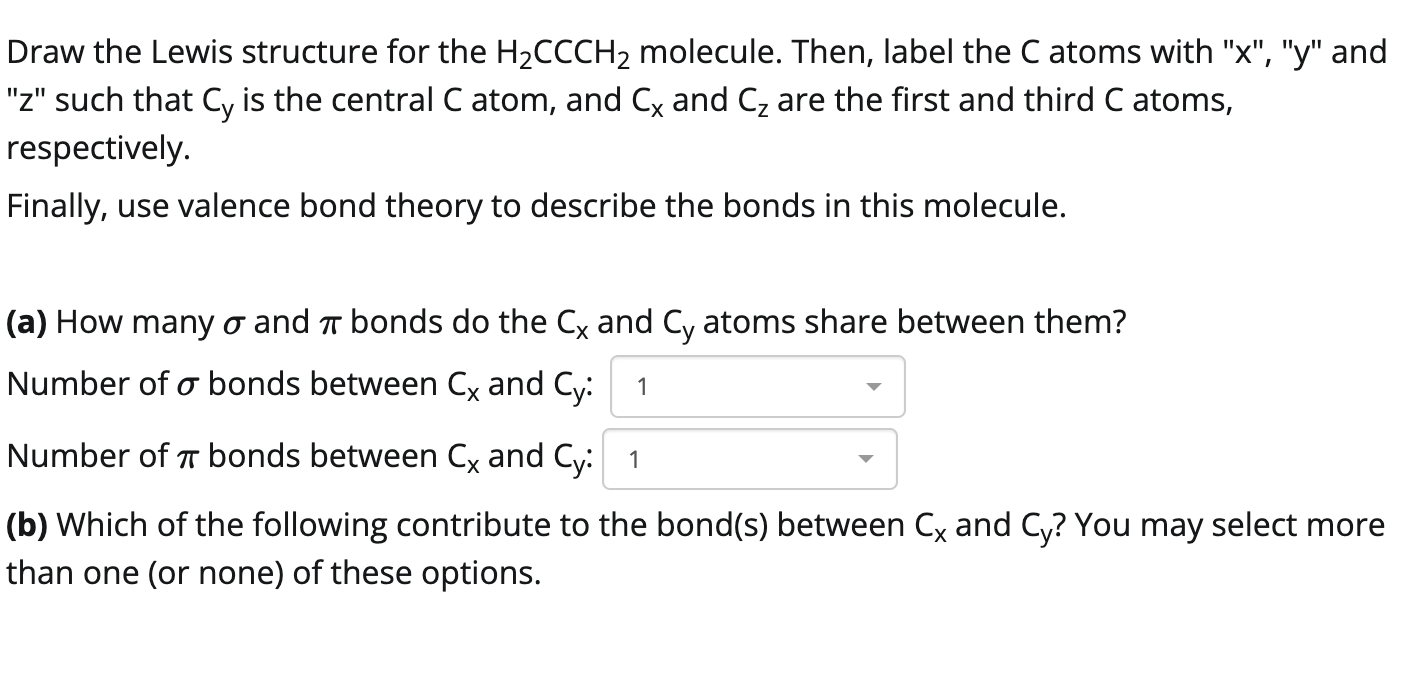 Draw the Lewis structure for the H2CCCH2 molecule. | Chegg.com