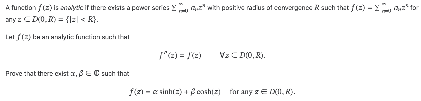Solved A function f(z) is analytic if there exists a power | Chegg.com