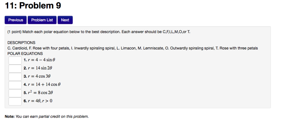 Solved 11: Problem 9 PreviouS Problem List Next 1 point) | Chegg.com