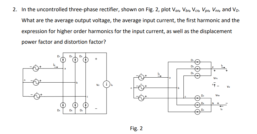 Solved 2. In the uncontrolled three-phase rectifier, shown | Chegg.com