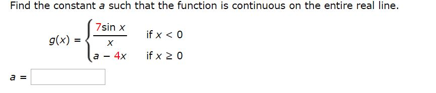 Solved Find the constant a such that the function is | Chegg.com