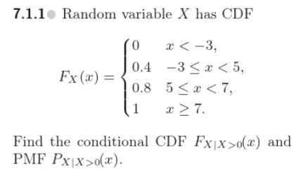 Solved 7.1.1 Random variable X has CDF | Chegg.com