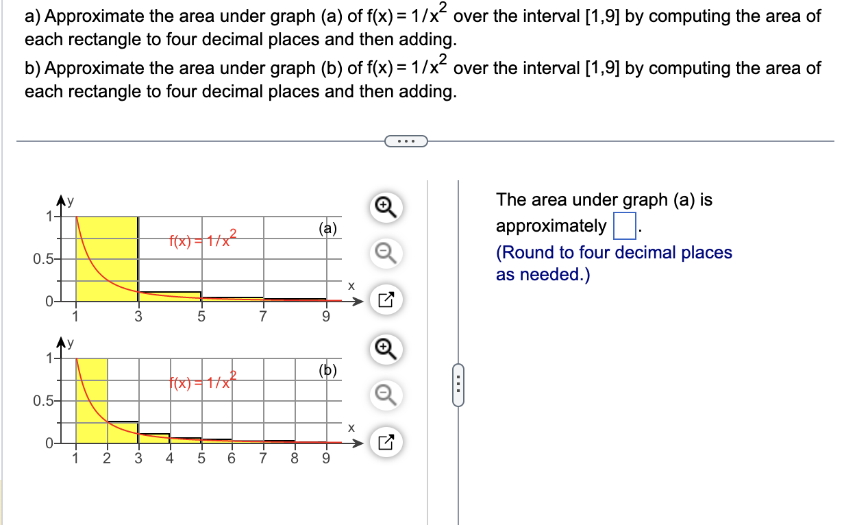 Solved a) Approximate the area under graph (a) of f(x)=1/x2 | Chegg.com