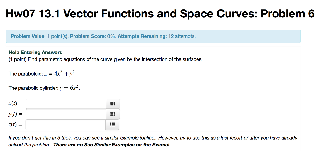 Solved Hw07 13.1 Vector Functions and Space Curves: Problem | Chegg.com