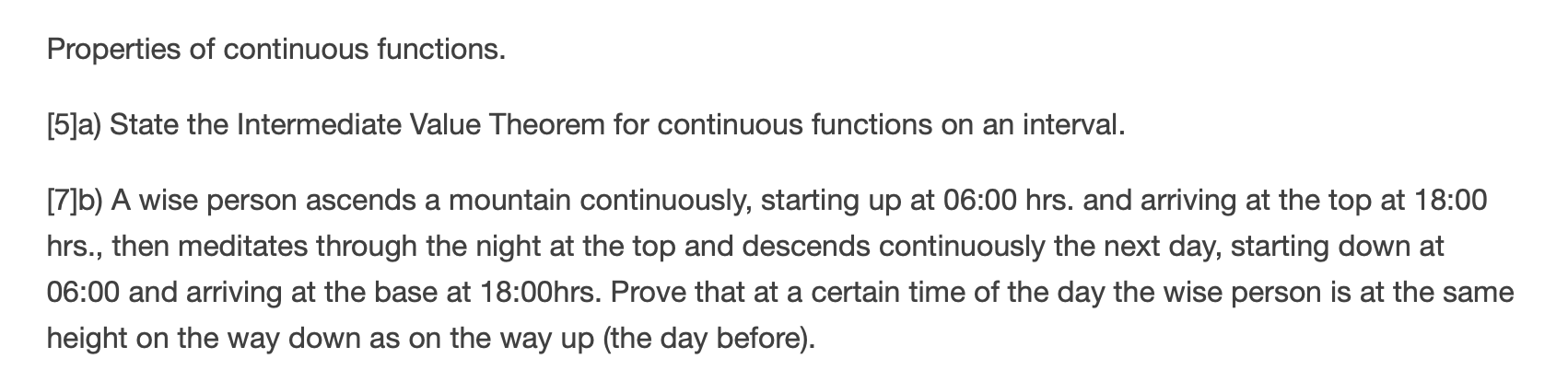 Solved Properties of continuous functions. [5]a) State the | Chegg.com