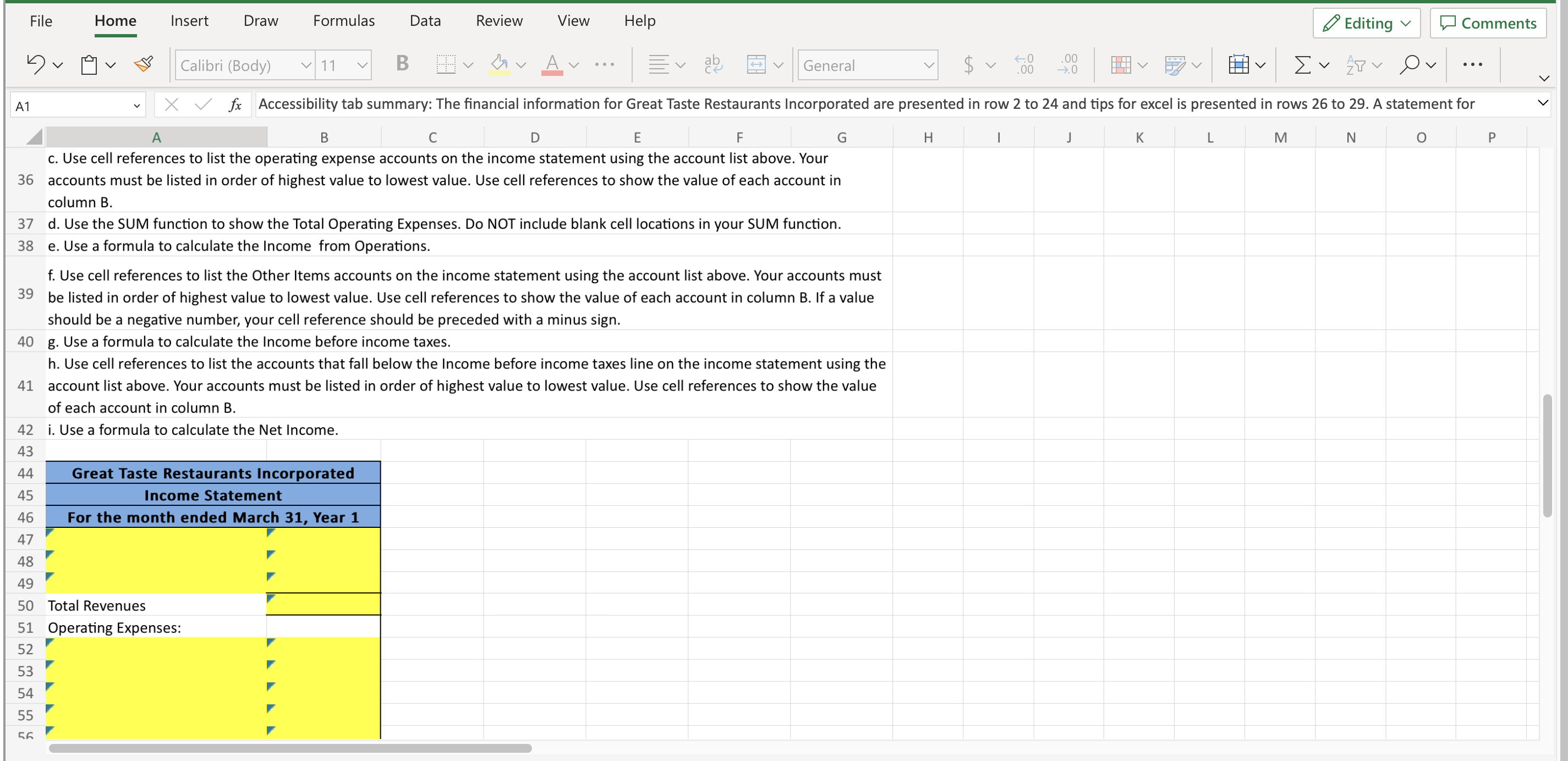 Solved File Home Insert Draw Formulas Data Review View Help | Chegg.com