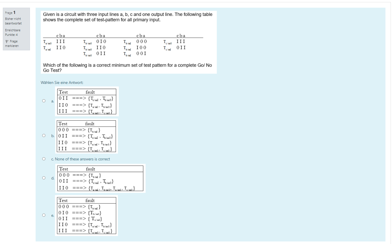Solved Frage 1 Bisher nicht beantwortet Given is a circuit | Chegg.com