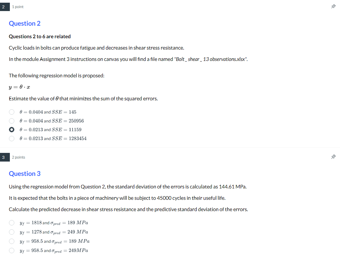 Solved Questions 2 to 6 are related Cyclic loads in bolts | Chegg.com