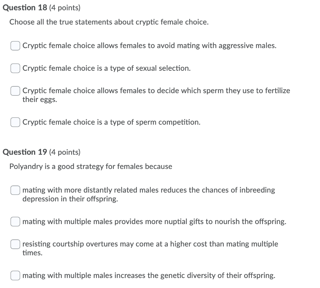 Solved Question 18 (4 points) Choose all the true statements | Chegg.com