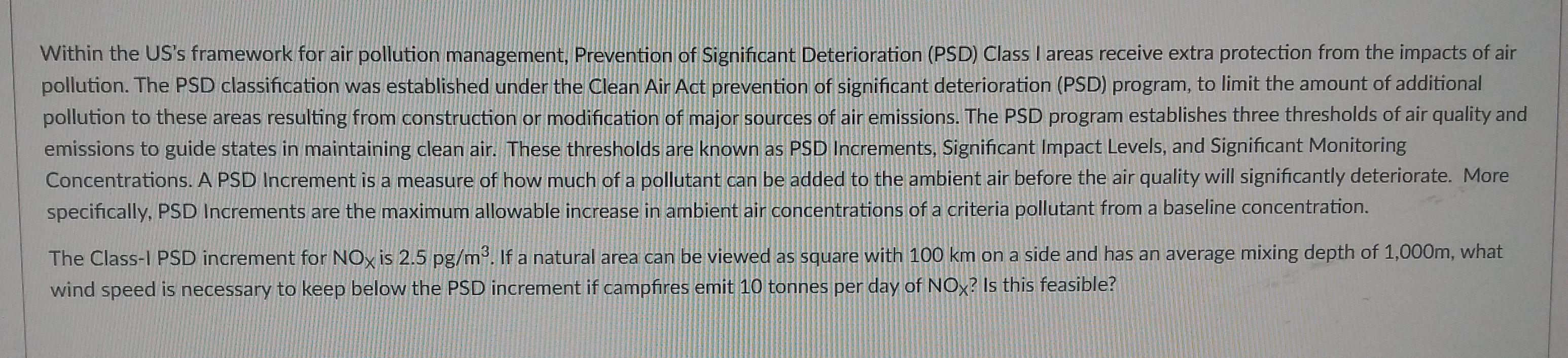 Solved Within the US's framework for air pollution | Chegg.com