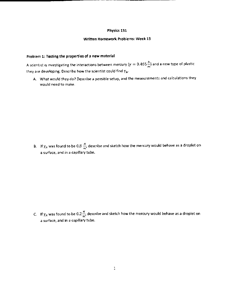 Solved Physics 131 Written Homework Problems: Week 13 | Chegg.com