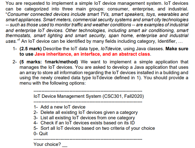Solved You are requested to implement a simple loT device | Chegg.com