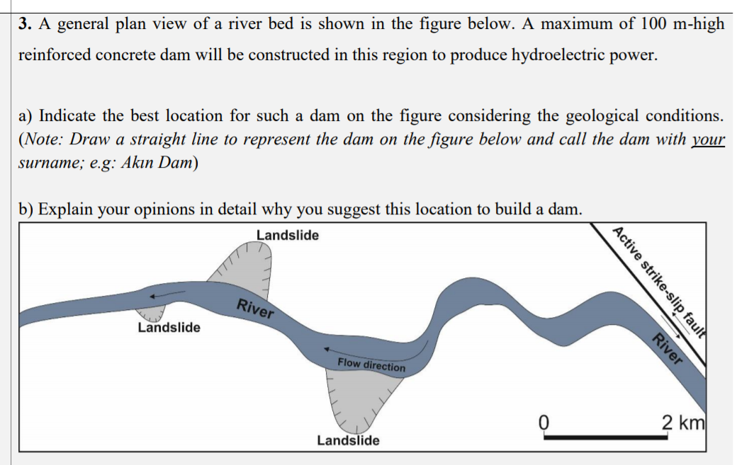 Solved 3. A general plan view of a river bed is shown in the | Chegg.com