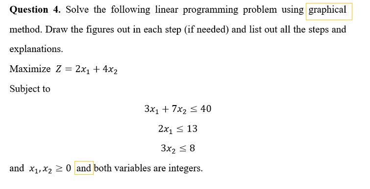 Solved Question 4. Solve the following linear programming | Chegg.com