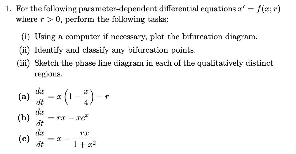 Solved For The Following Parameter Dependent Differential