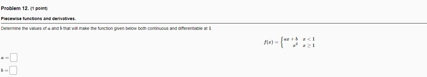 Solved Problem 12. (1 point) Piecewise functions and | Chegg.com