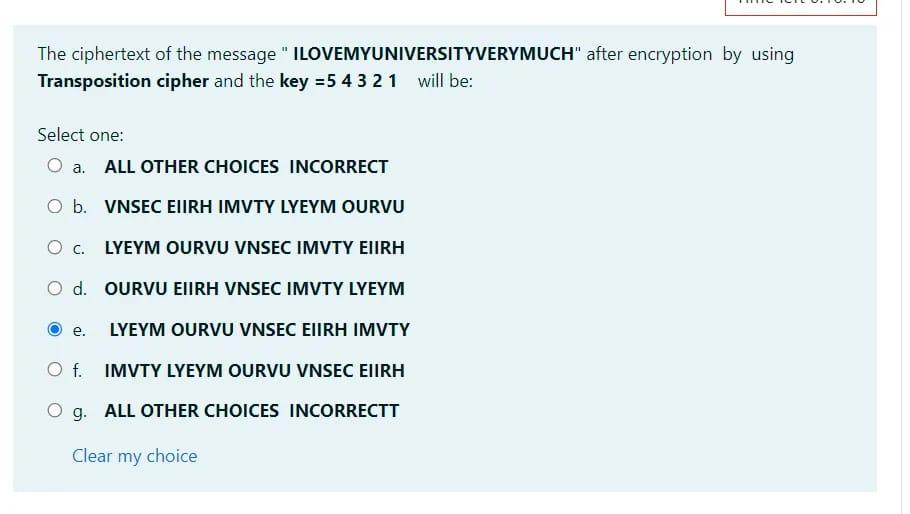 Solved The ciphertext of the message " | Chegg.com