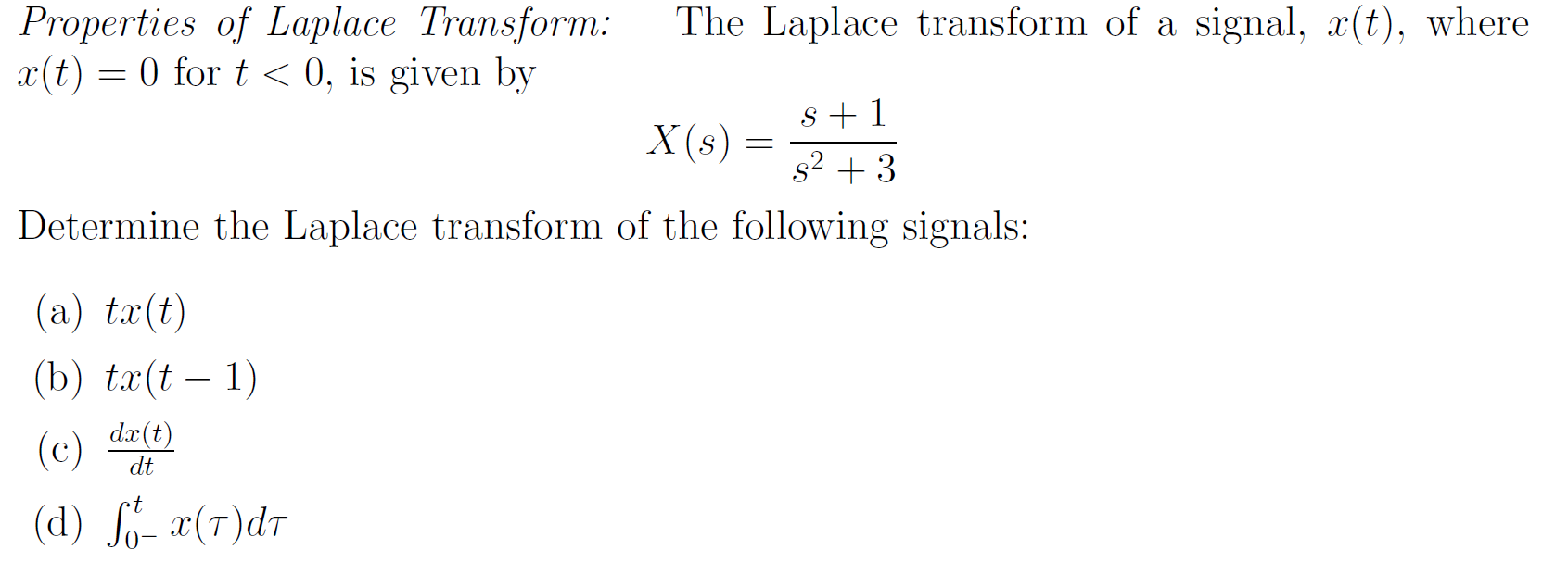 Solved Properties of Laplace Transform: The Laplace | Chegg.com