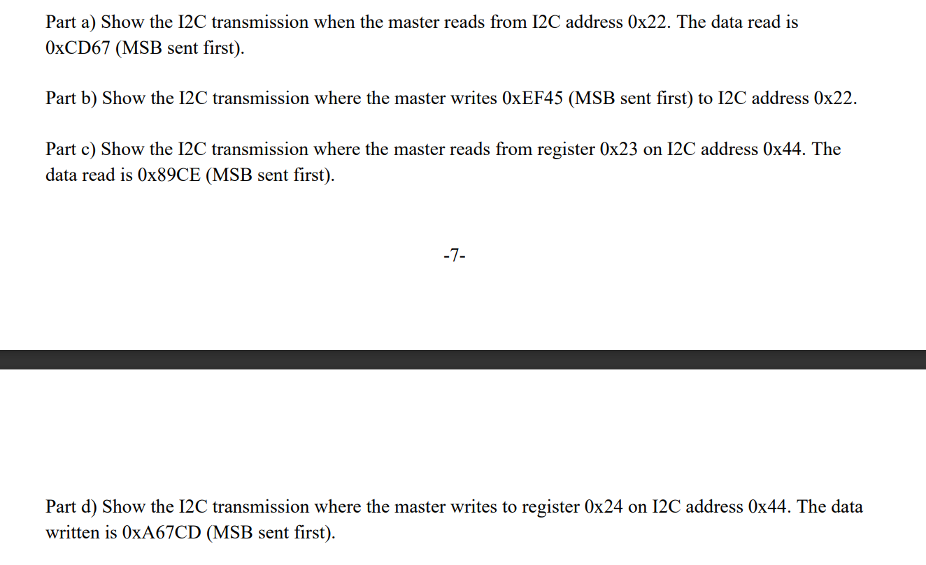 Solved Part a) Show the 12C transmission when the master | Chegg.com