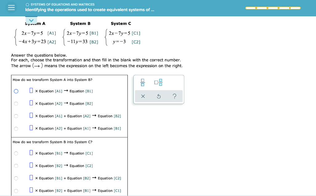 Solved O SYSTEMS OF EQUATIONS AND MATRICES Identifying the | Chegg.com