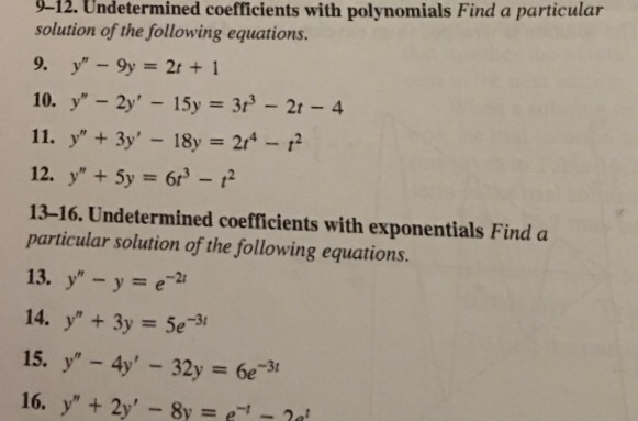 Solved Find a particular solution of the following | Chegg.com