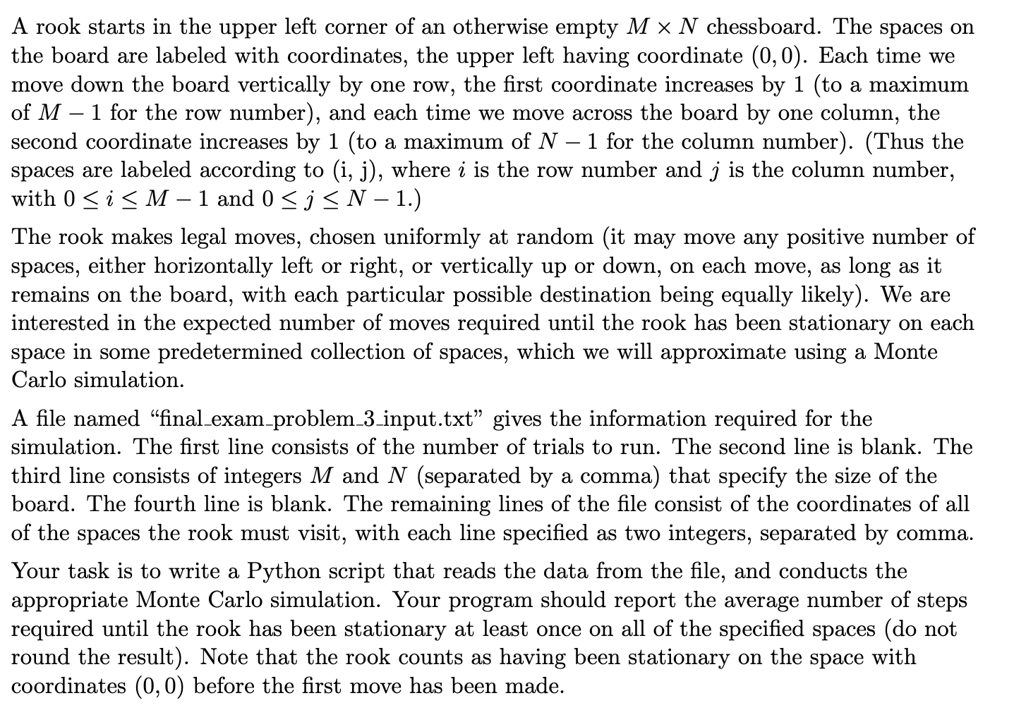 Solved A rook starts in the upper left corner of an | Chegg.com