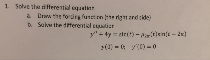 Solved 1. Solve the differential equation Draw the forcing | Chegg.com