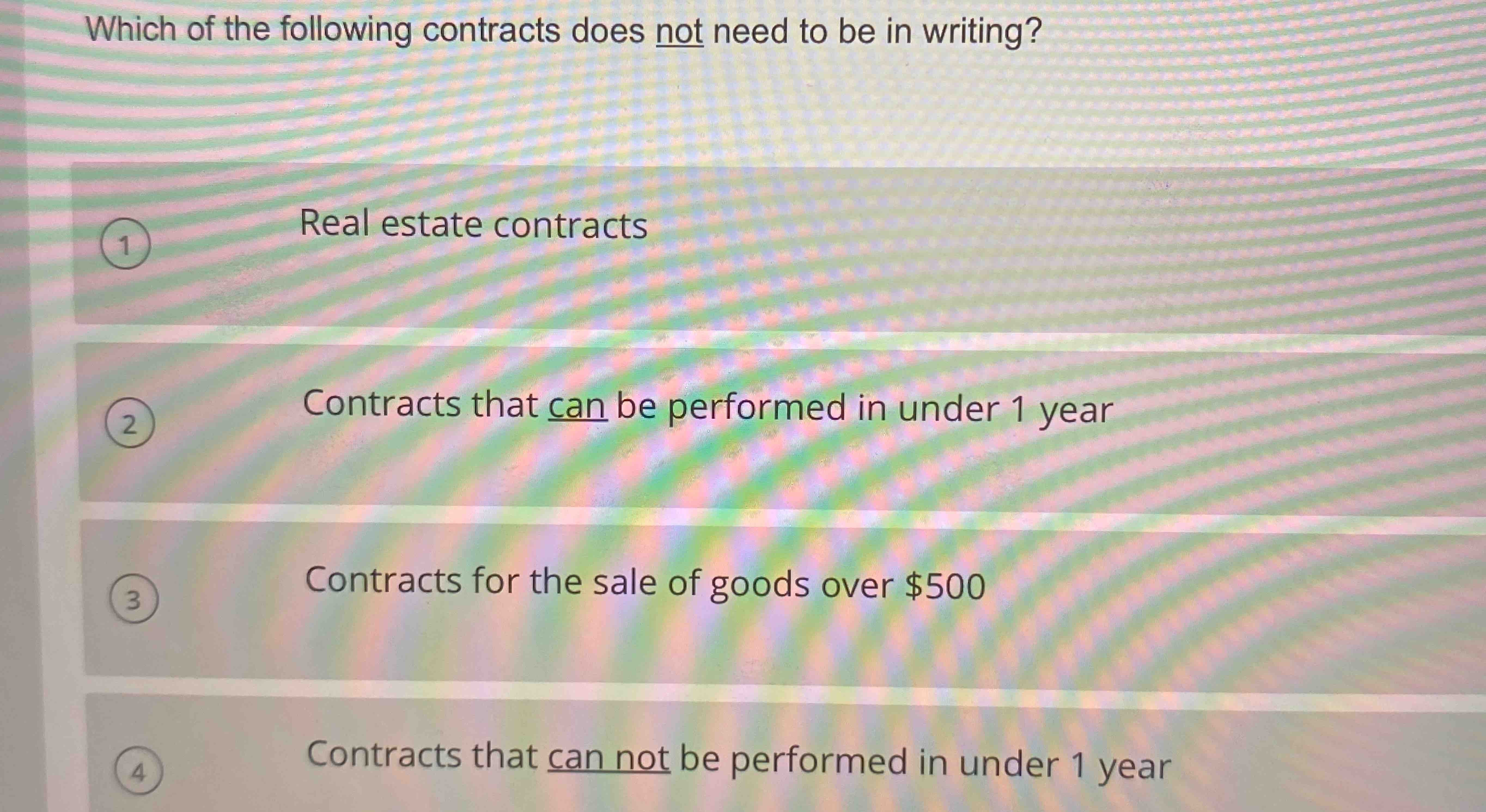 Solved Which of the following contracts does not need to be | Chegg.com
