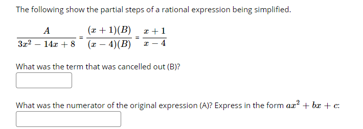 Solved The following show the partial steps of a rational | Chegg.com