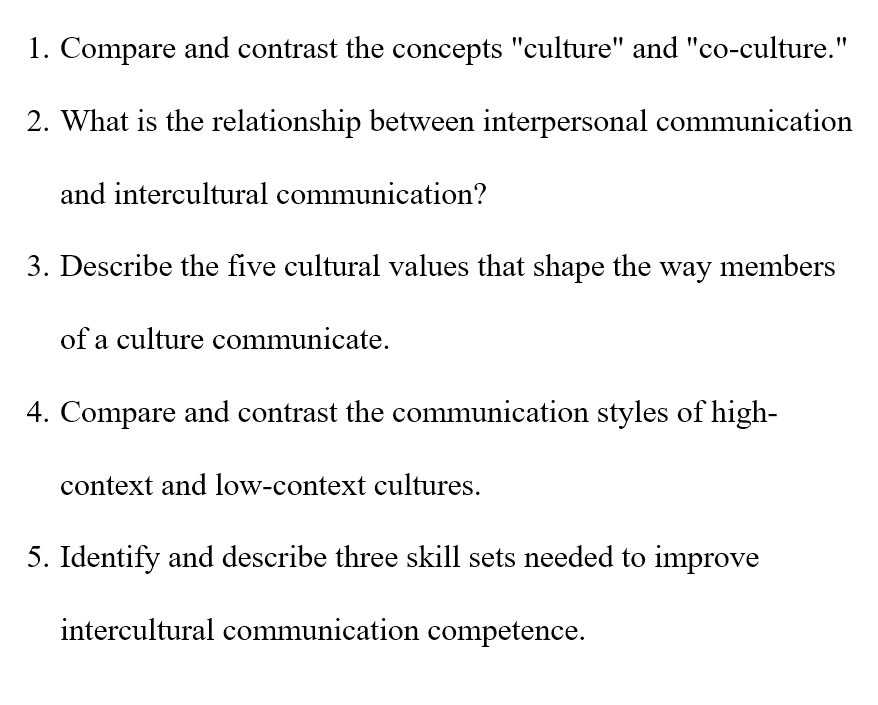 Solved 1. Compare and contrast the concepts "culture" and | Chegg.com