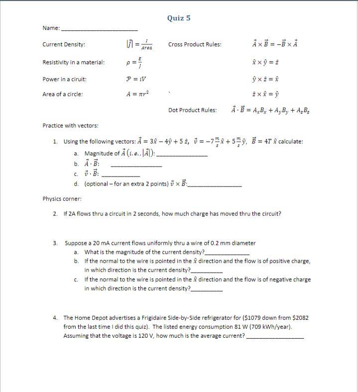 Solved Practice with vectors: 1. Using the following | Chegg.com