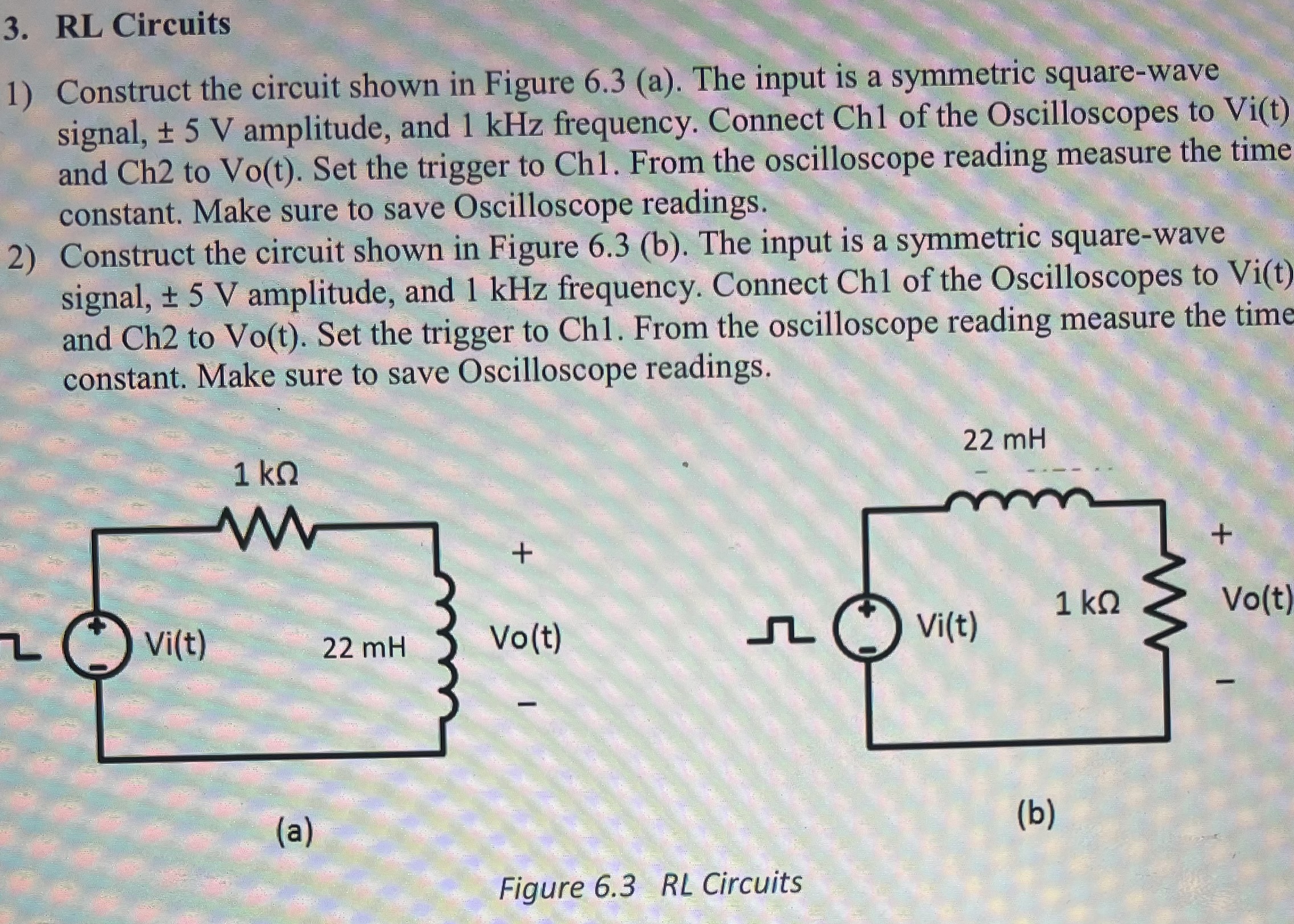 ECEN 206 Lab 6 RC and RL Circuits due Dec 5 | Chegg.com
