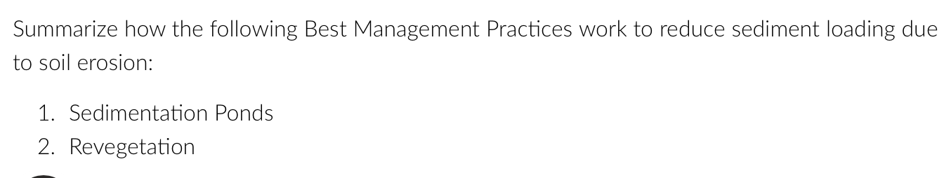 Solved Summarize how the following Best Management Practices | Chegg.com