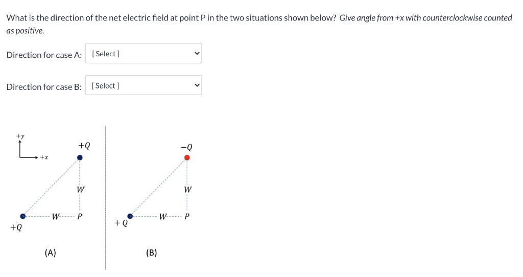 Solved What is the direction of the net electric field at | Chegg.com