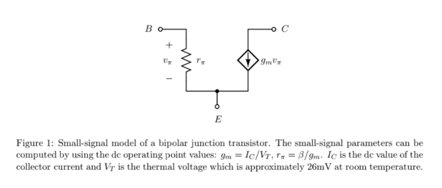 Solved + M ImV 1 Figure 1: Small-signal model of a bipolar | Chegg.com
